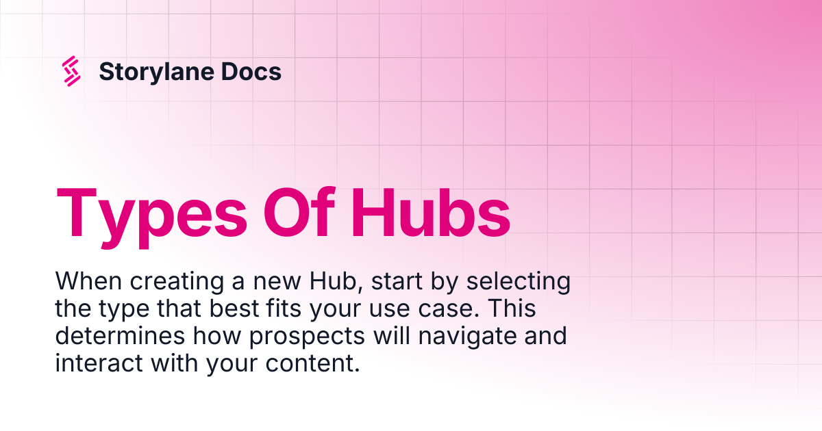 Types Of Hubs | Hubs | Storylane Docs